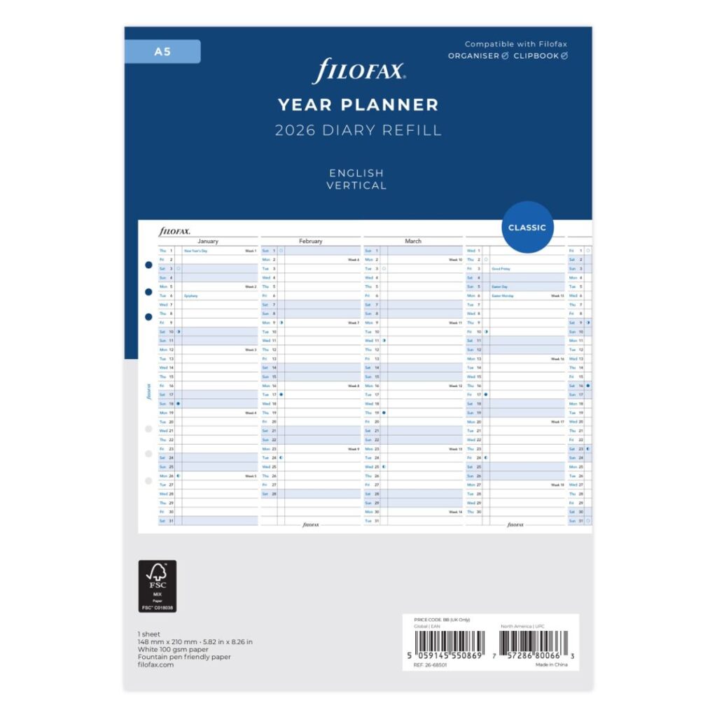 Filofax navulling organizer A5 Year Planner 2026 | My Lovely Notebook